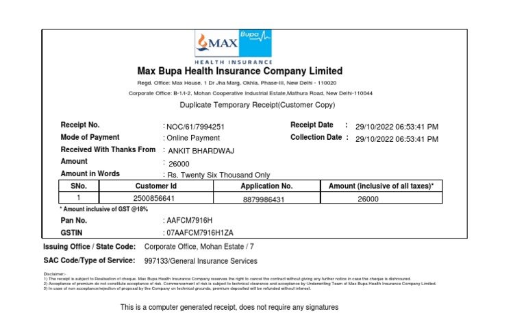 80D Pdf-Ankit | PDF | Insurance | Receipt