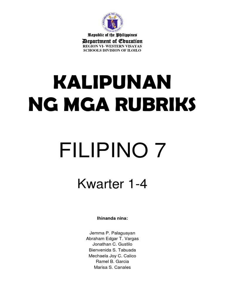 Kalipunan NG Mga Rubriks Grade 7 Q1-4 | PDF