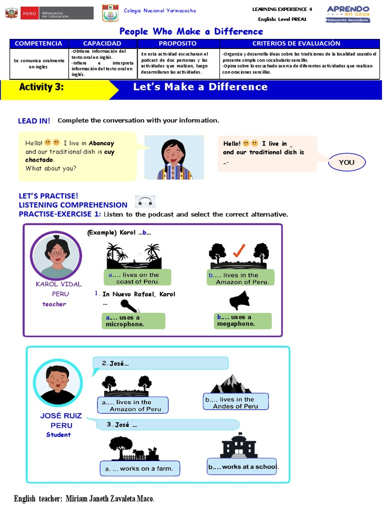 Ea 4 Prea1 Lets Make A Difference Activity 3 | PDF