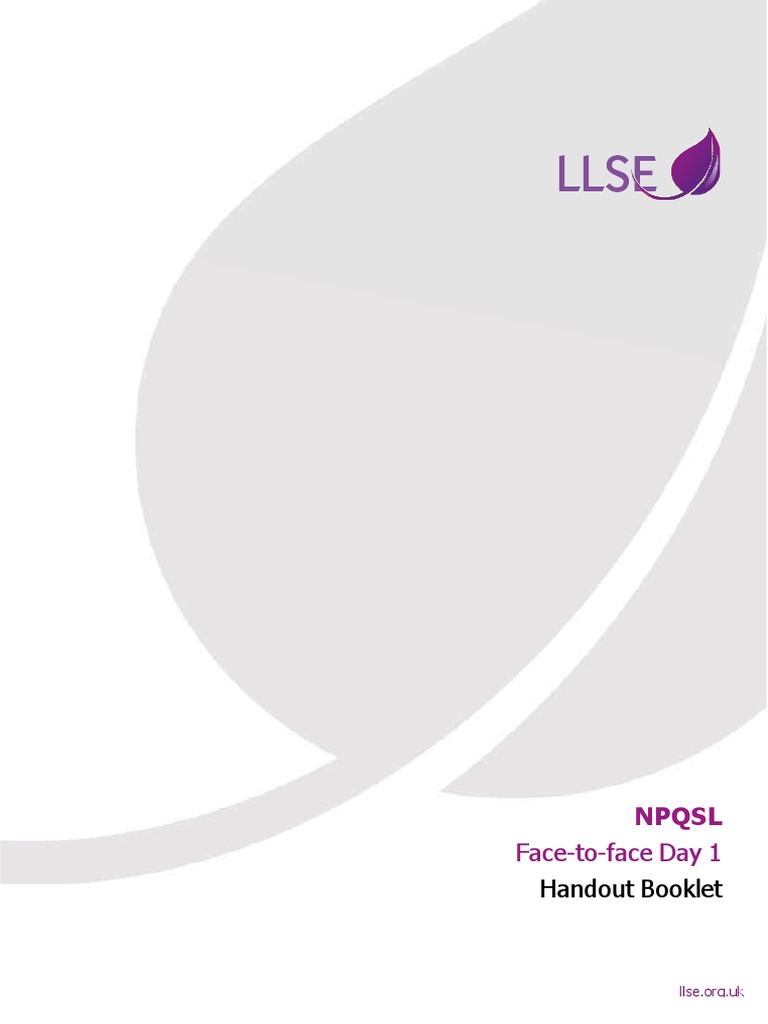 NPQSL MOD1 F2F Handout Booklet | PDF | Teachers | Learning