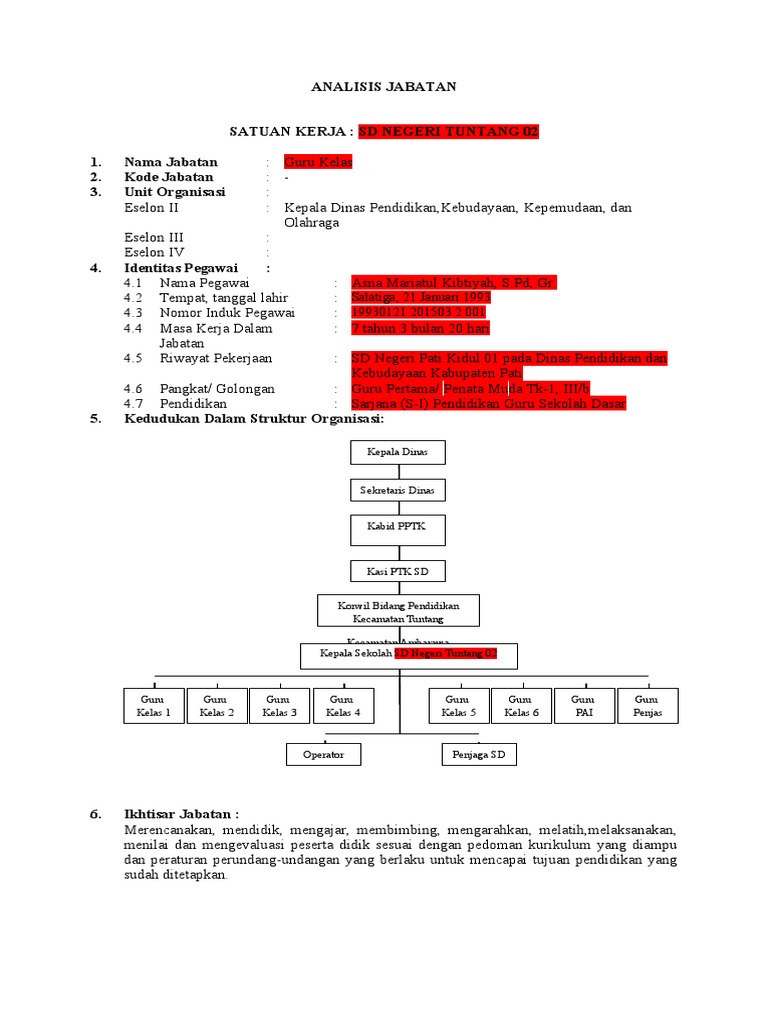 Contoh Anjab Abk Guru | PDF