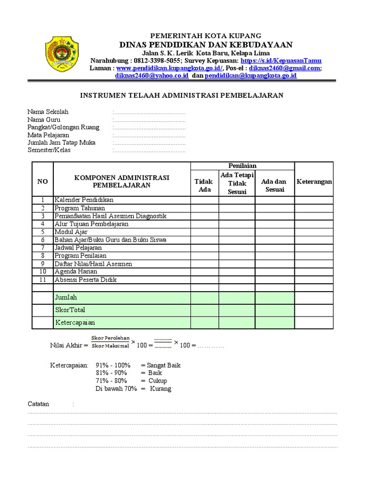 Instrumen Supervisi Kurikulum Merdeka | PDF