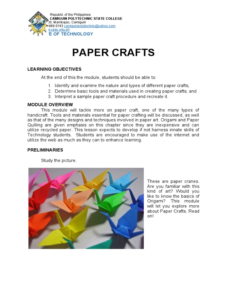 Paper Crafts | PDF | Origami | Artistic Techniques