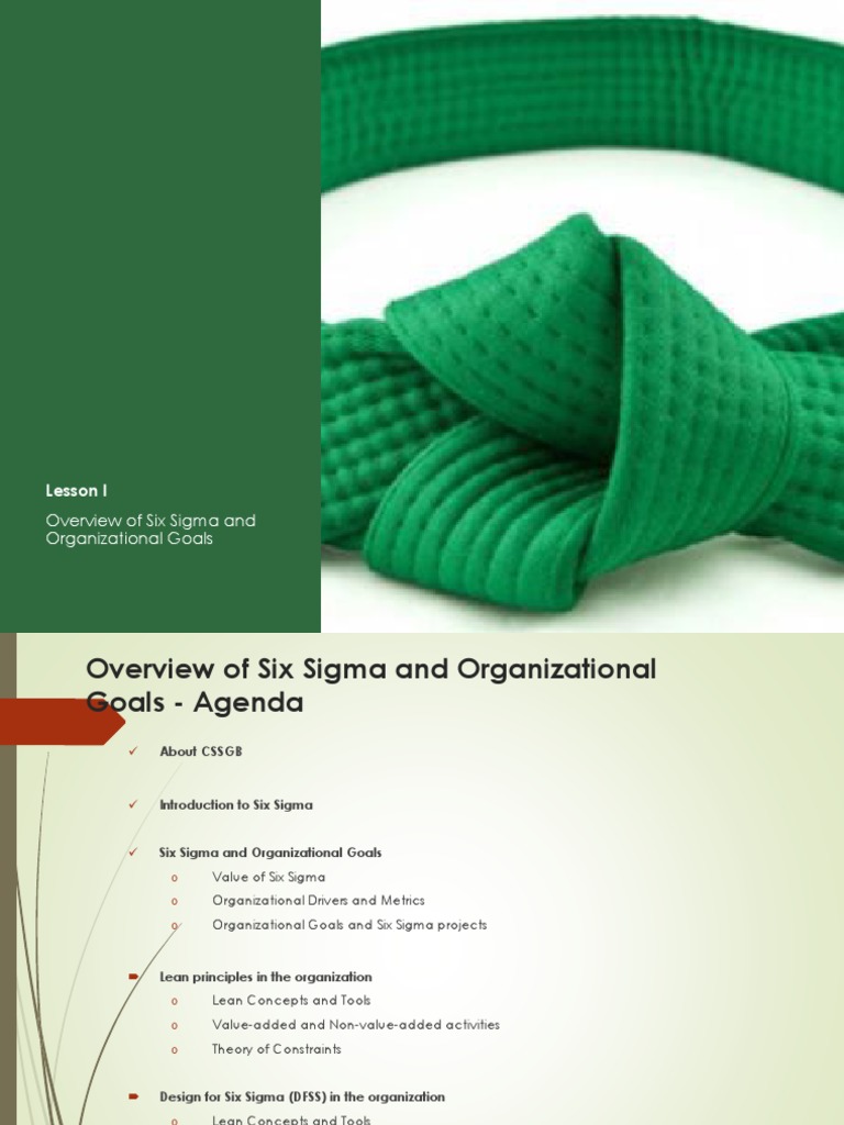 Lesson I: Overview of Six Sigma and Organizational Goals | PDF | Six Sigma | Design For Six Sigma