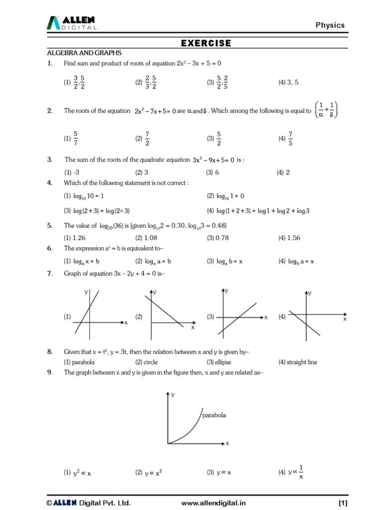 Exercise: Physics | PDF | Quadratic Equation | Euclidean Vector