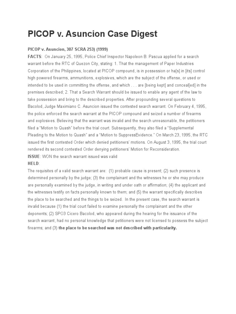 PICOP V Judge Asuncion | PDF | Social Science | Law
