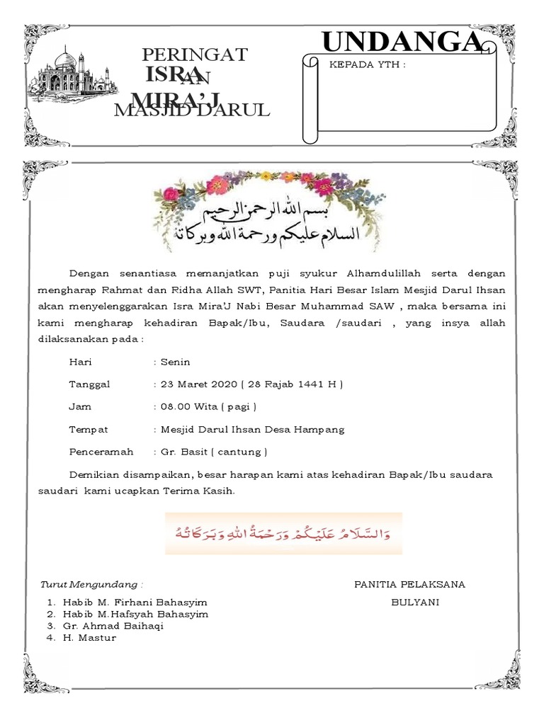 Format Undangan PHBI | PDF