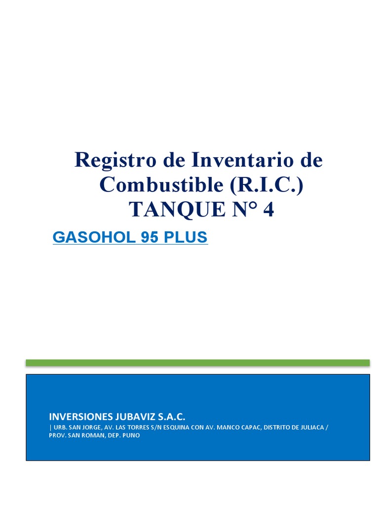 CARATULA RIC. Gasohol 95 Tanque 2 | PDF | Combustibles | Fuentes de ...