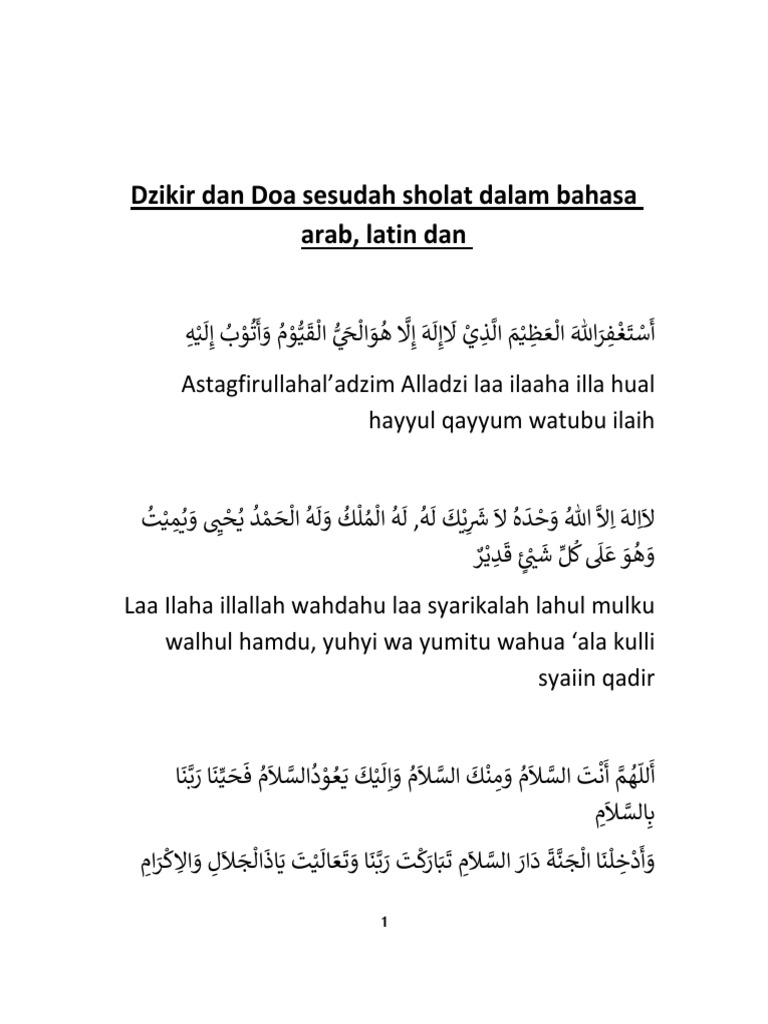 Dzikir Dan Doa Setelah Sholat | PDF