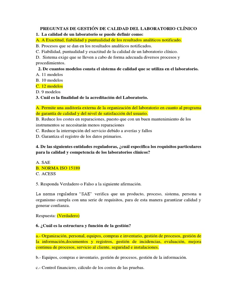 PREGUNTAS | PDF | Calidad (comercial) | Laboratorios