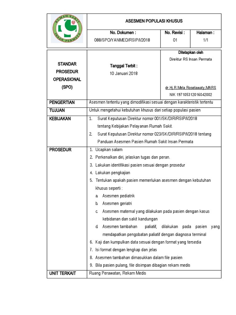 Ditetapkan Oleh Direktur RS Insan Permata | PDF