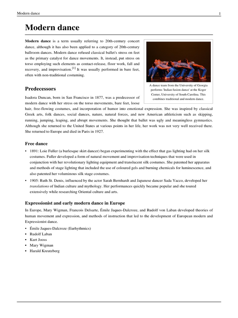 Modern Dance | PDF | Choreography | Dances