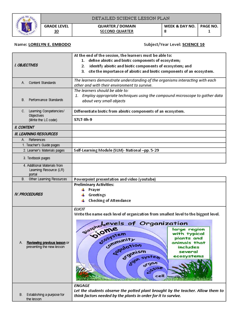 Abiotic Biotic Factor DLP | PDF | Ecosystem | Learning