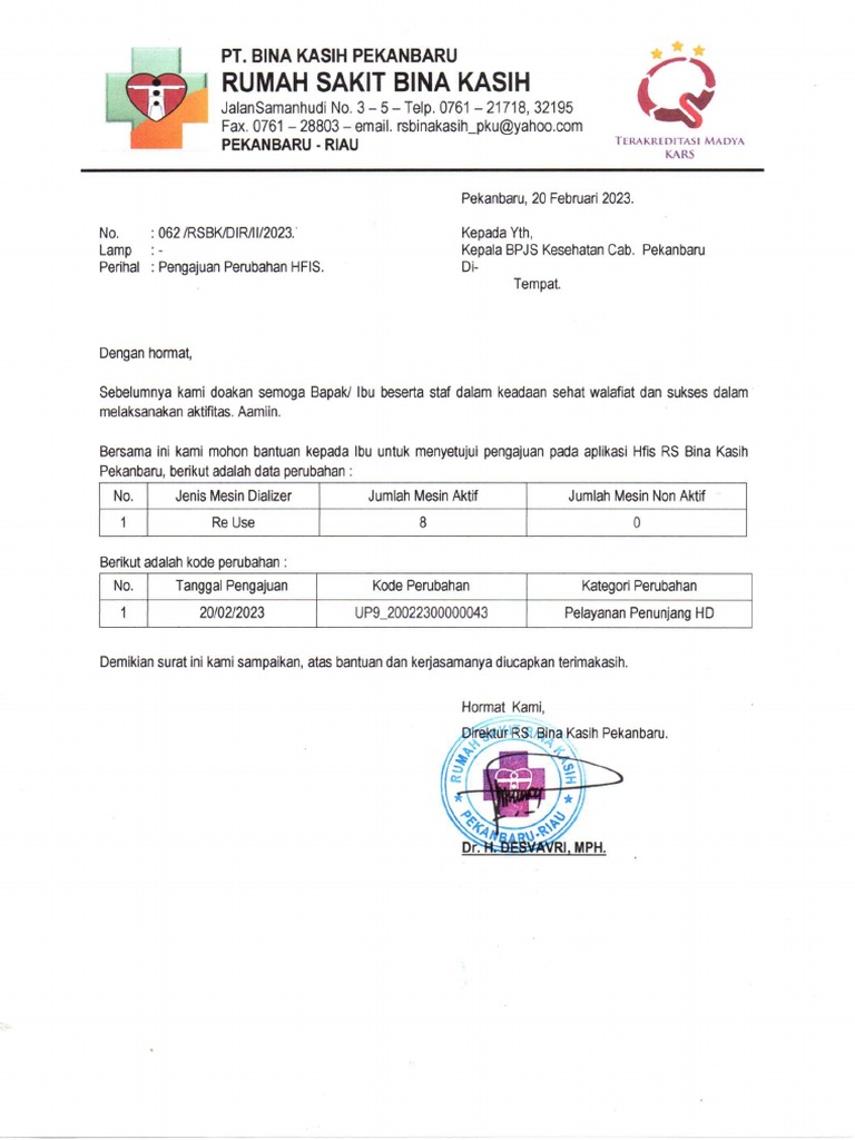 Pengajuan Perubahan Hfis-Hd | PDF