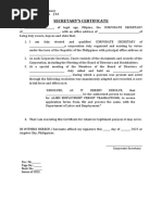 SECRETARY CERTIFICATE - Template | PDF | Business | Law