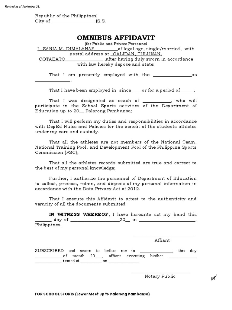 2020 - Omnibus Affidavit | PDF | Affidavit | Document