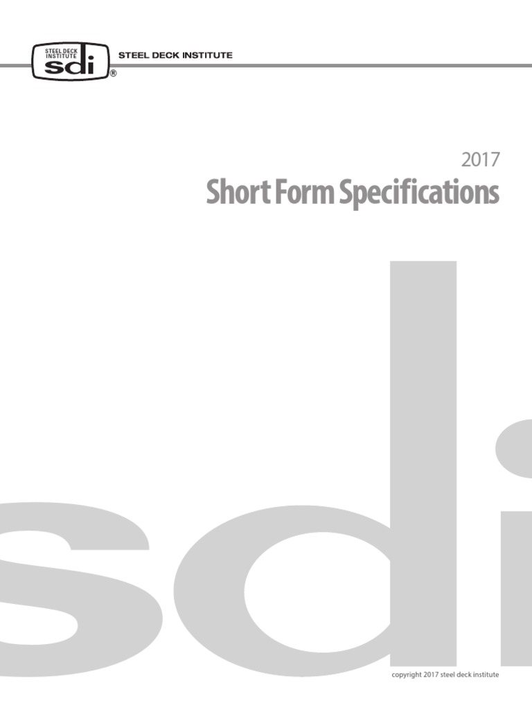 SDI Short Form Specifications 2017 | PDF | Specification (Technical ...