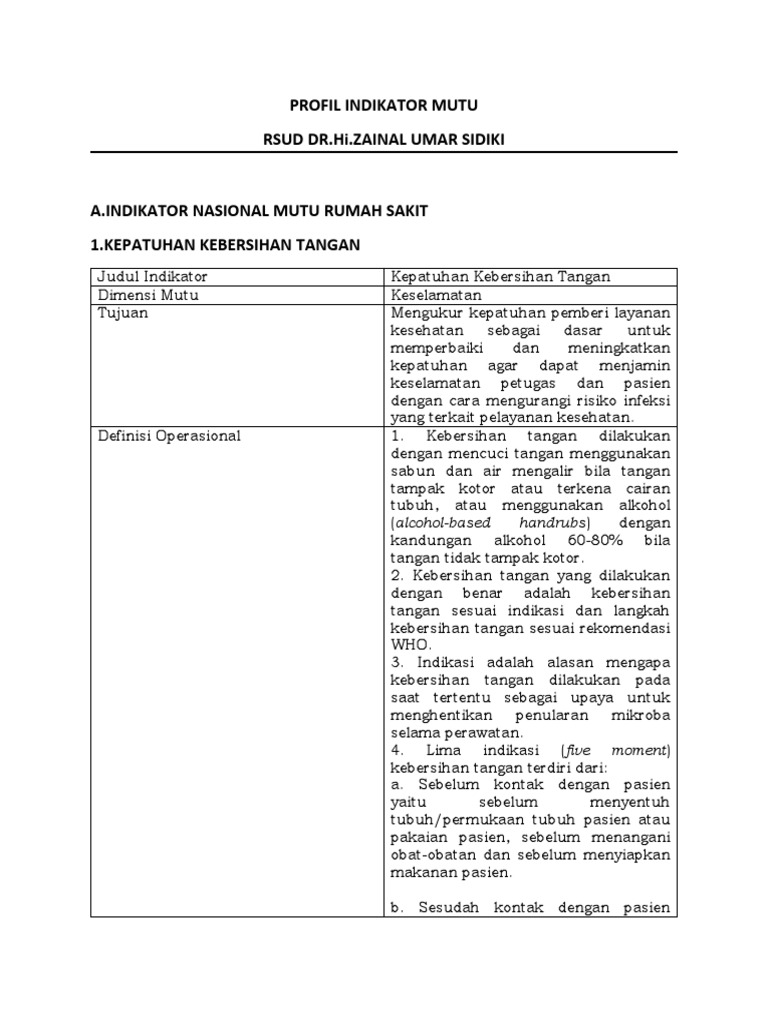 Profil Indikator Mutu Nasional (Inm) | PDF