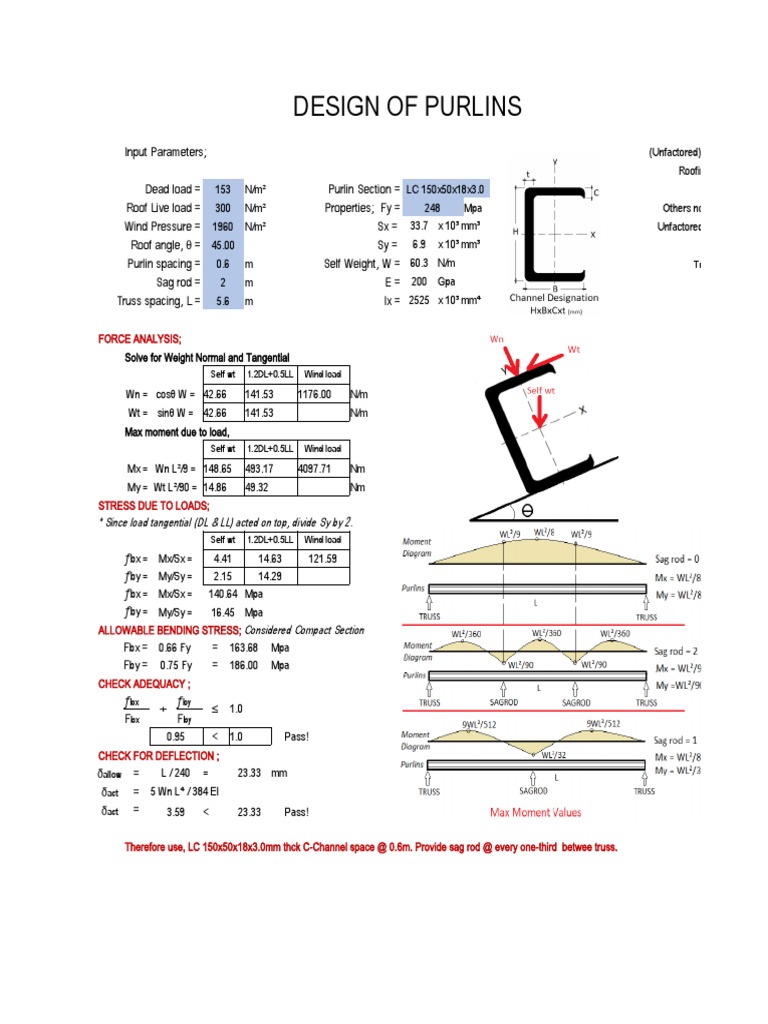 Purlins Analysis and Design | PDF | Continuum Mechanics | Building ...