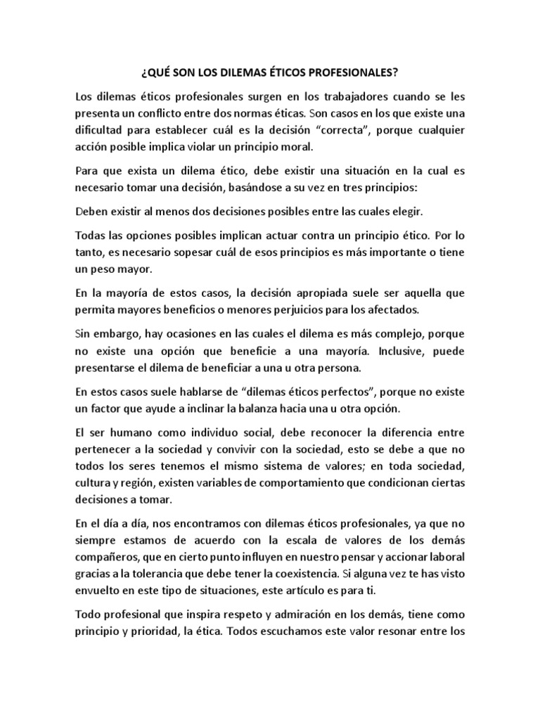 Unidad 3. Actividad 4 Dilemas Éticos Profesionales. Actividad A ...