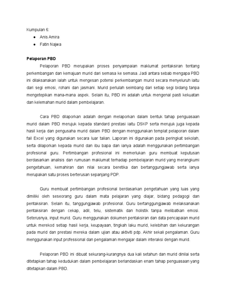 Tutorial Pimk3263 - Pelaporan PBD | PDF | Karier & Perkembangan