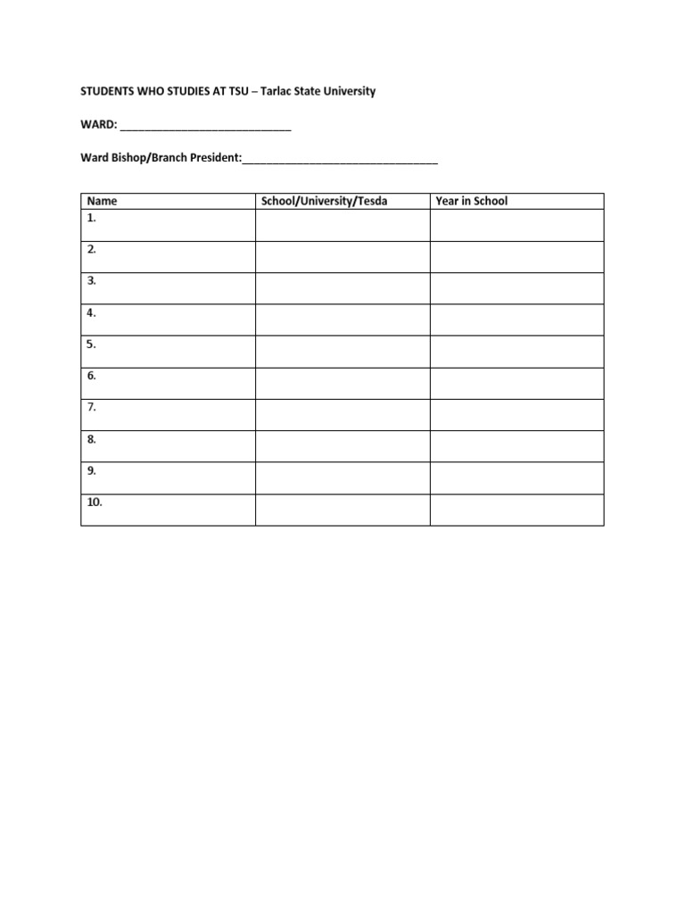 College Student Per Ward or Stake | PDF