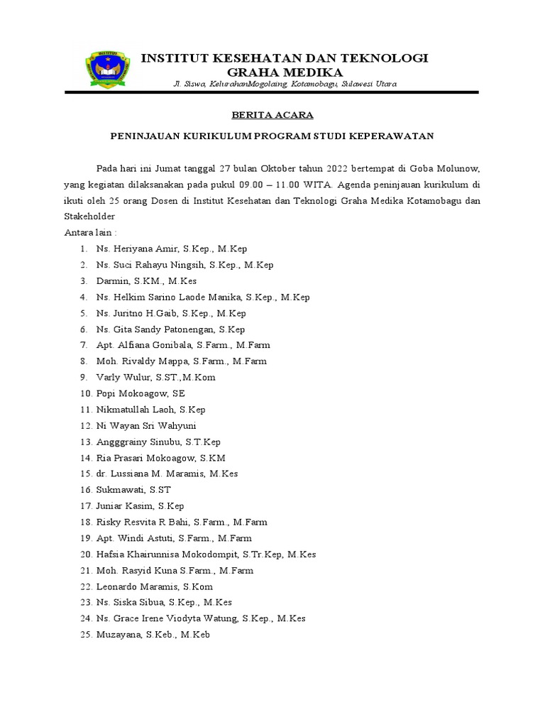 Berita Acara Kurikulum Pdf