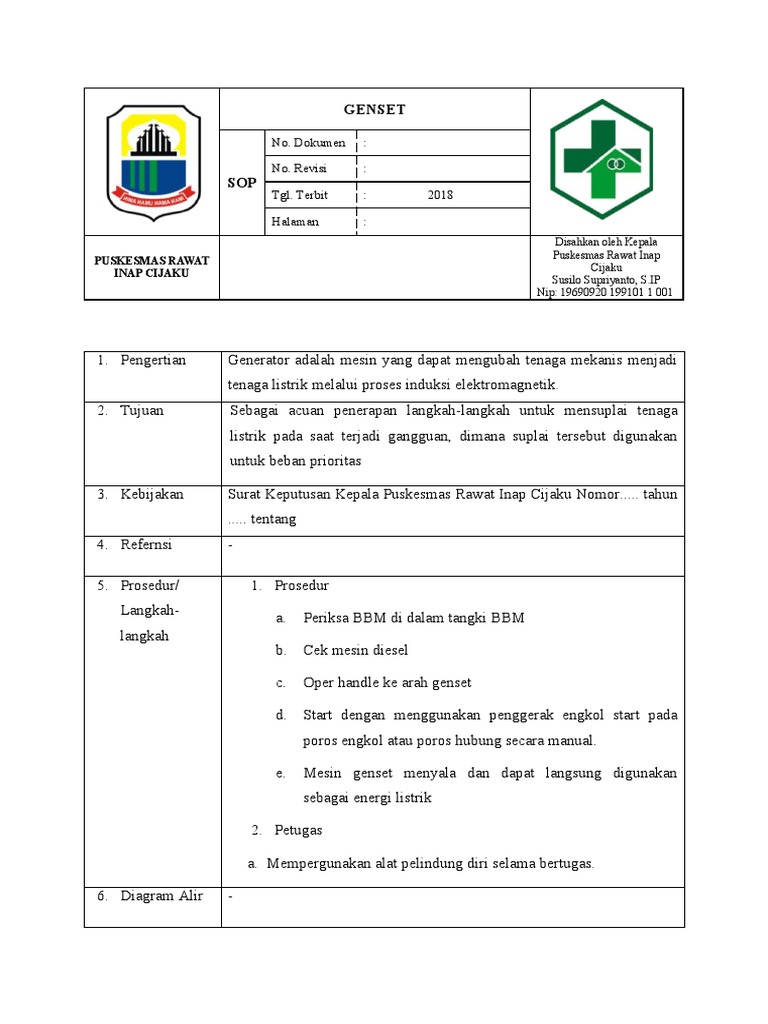 Sop Ok Genset | PDF | Teknologi & Rekayasa