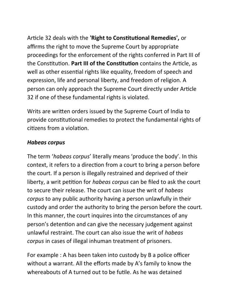 Constitutional Remedies | PDF | Habeas Corpus | Mandamus Constitutional Remedies | PDF | Habeas Corpus | Mandamus