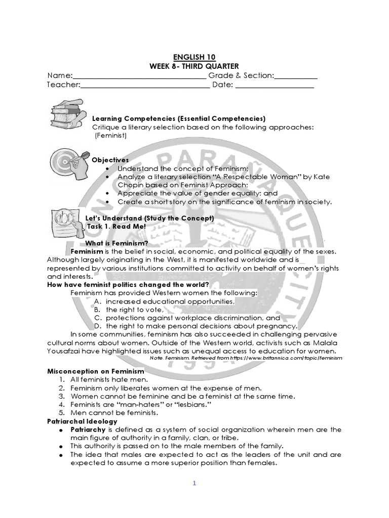 English 10 - Week 8 - Module 8 | PDF | Feminism | Gender Studies