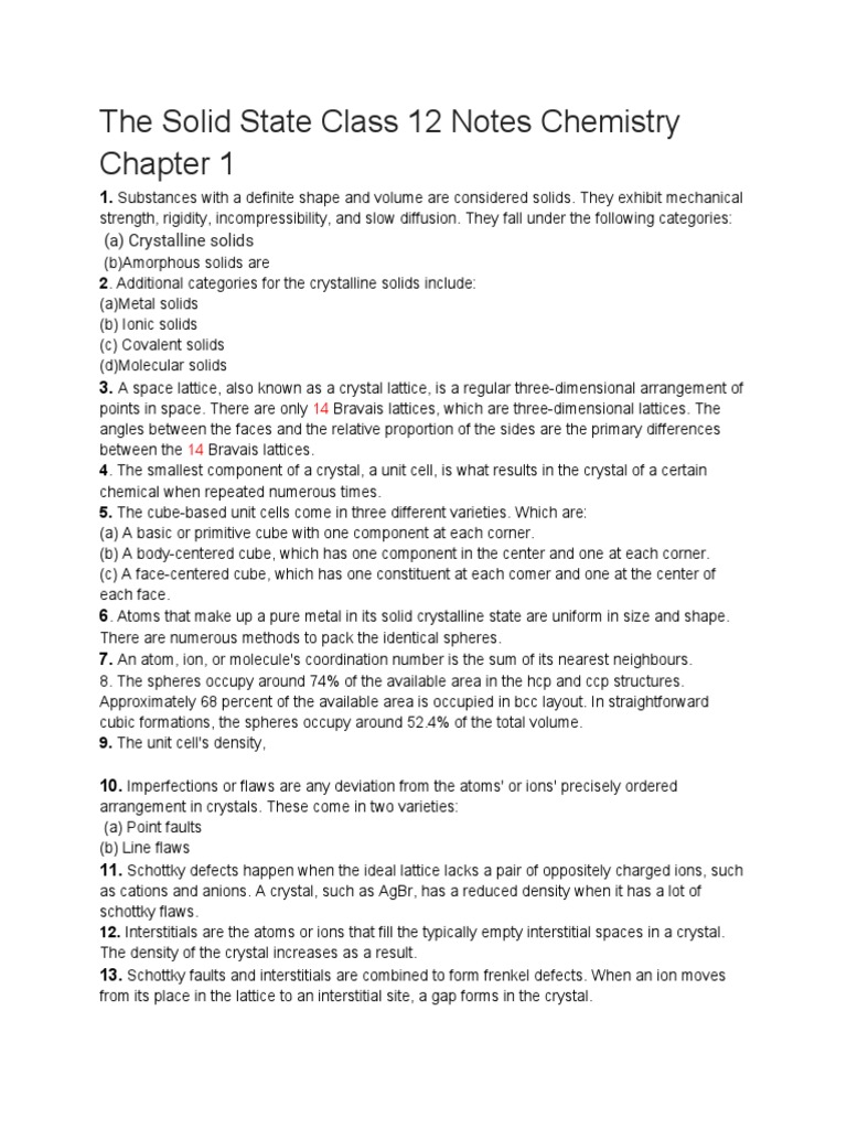 Solid State Class 12 Notes Chemistry Chapter 1 | PDF | Adsorption ...