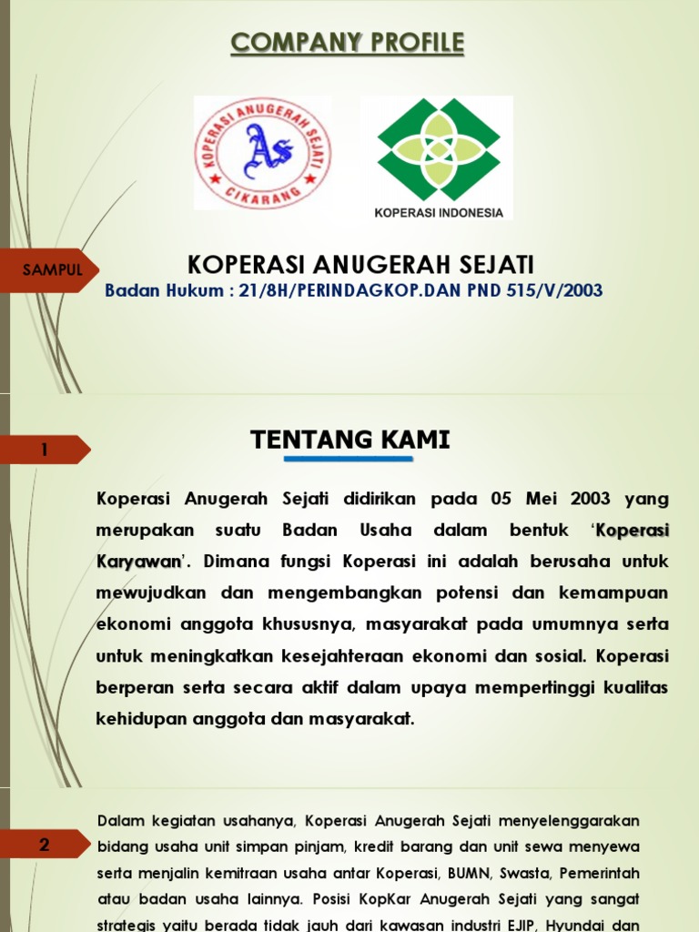 Company Profile - Koperasi Anugerah Sejati | PDF