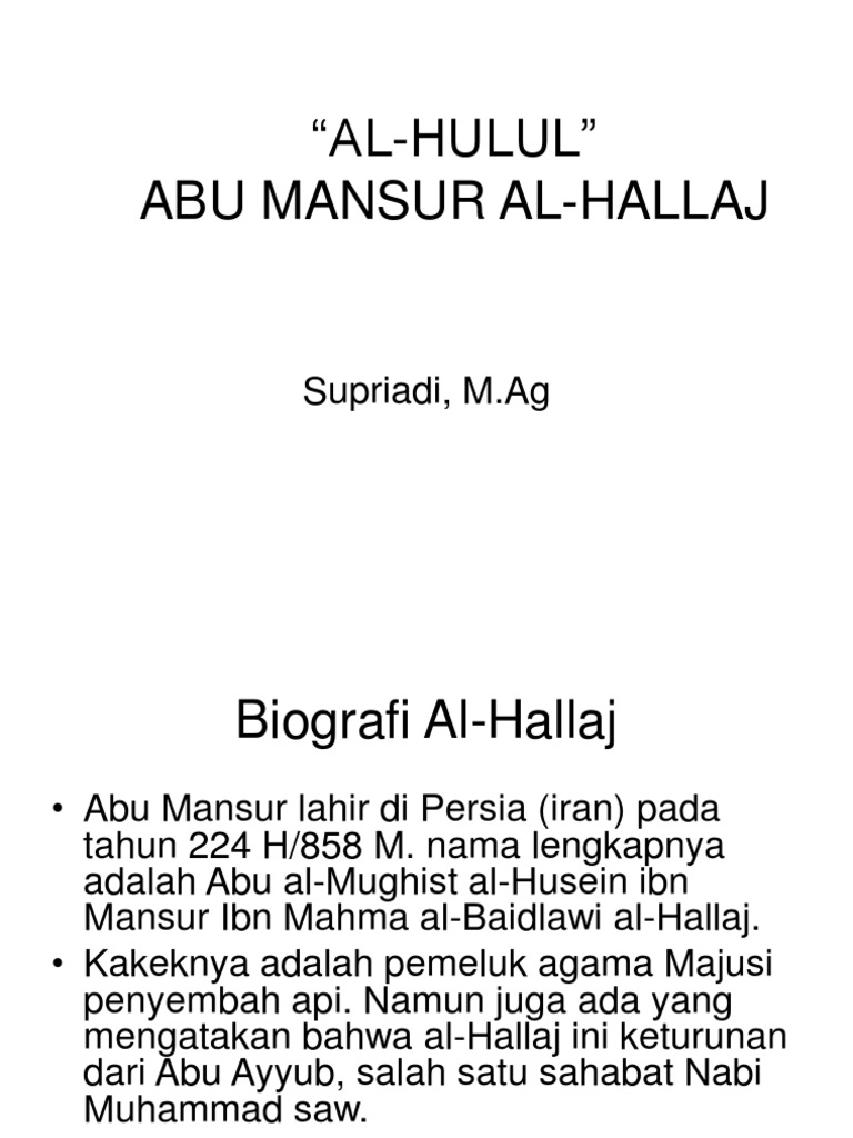 AL-HULUL (Abu Mansur Al-Hallaj) | PDF