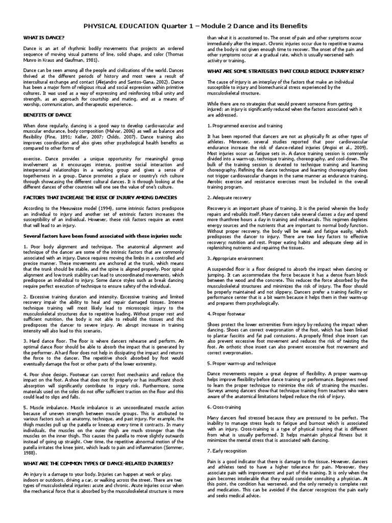 Summary Module 2 P.E 3 | PDF | Dances | Foot