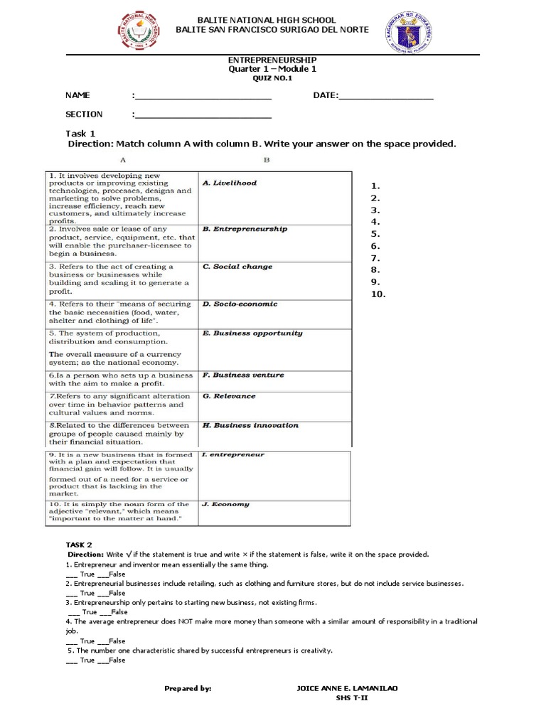 Quiz 101 Entrep | PDF