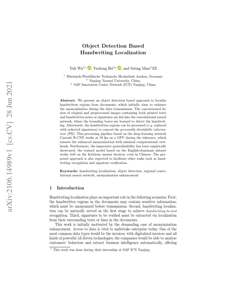 Object Detection Based Handwriting Localization | PDF | Optical ... Object Detection Based Handwriting Localization | PDF | Optical ...