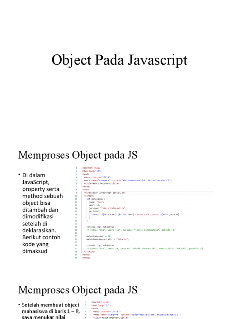 Pertemuan-2.Object Pada Javascript | PDF