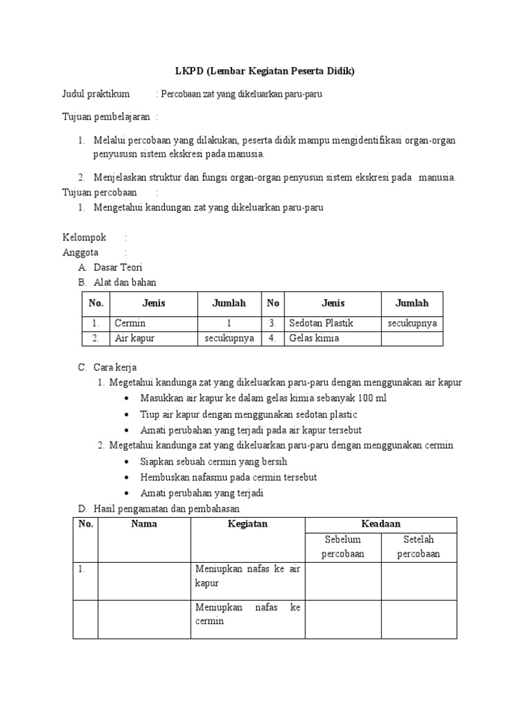 LKPD Paru-Paru | PDF