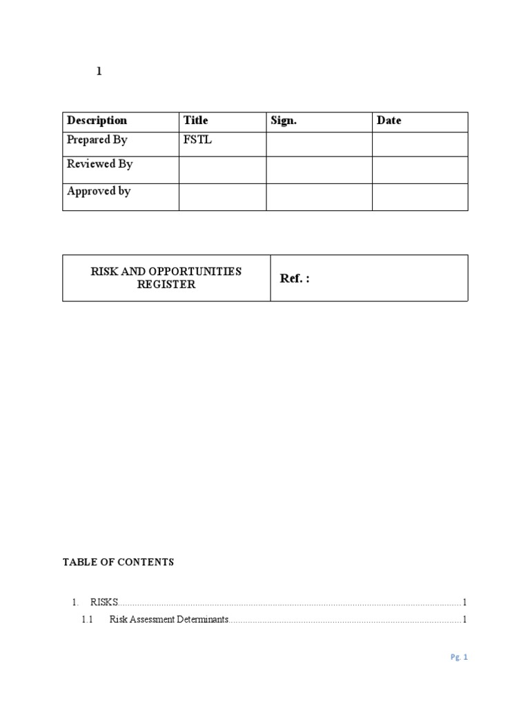 Risk and Opportunity Register Overview | PDF | Risk | Procurement