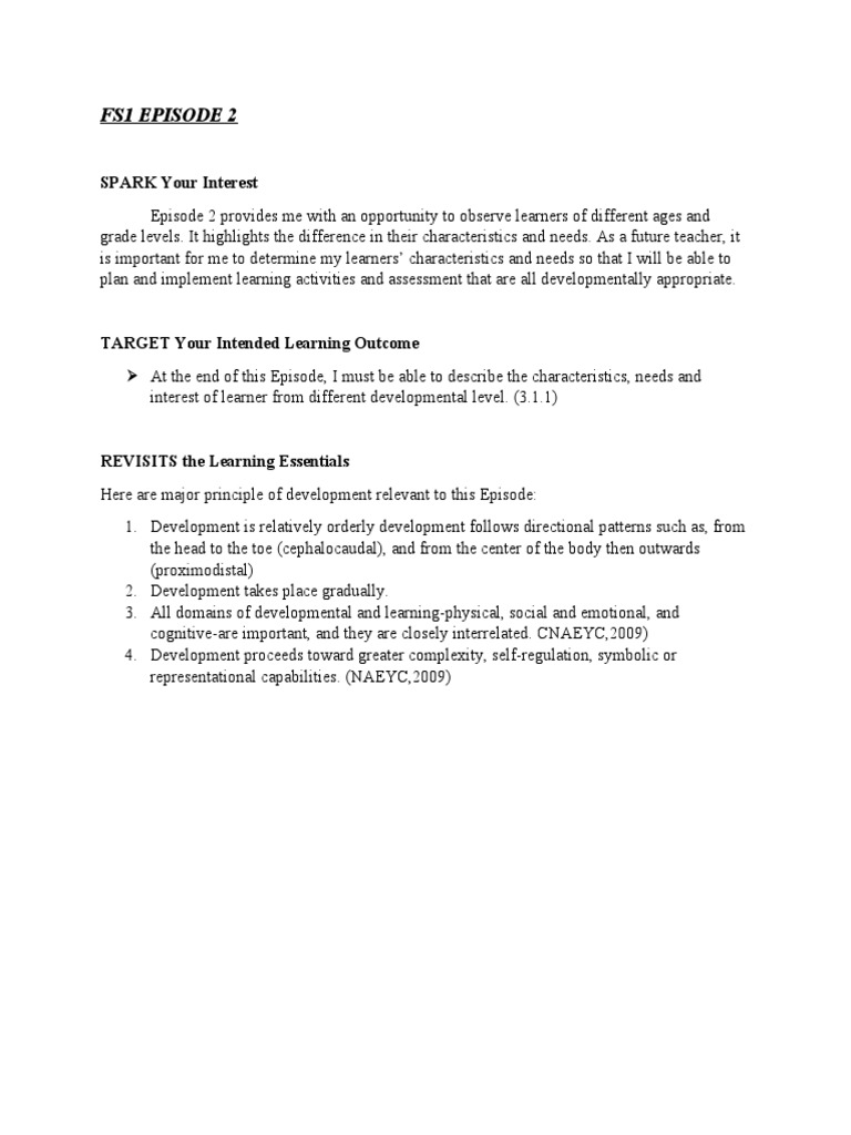 FS1 Ep2 | Download Free PDF | Learning | Preschool