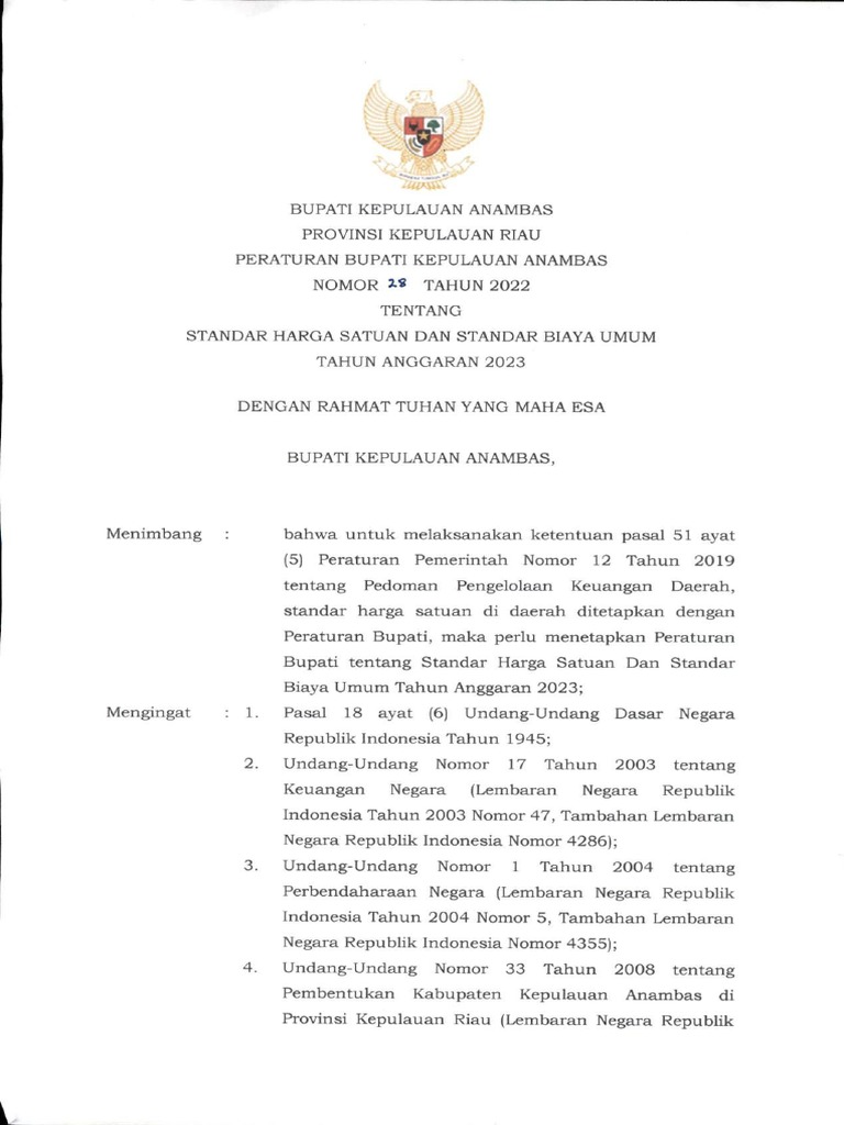 Perbup No28 TH 2022 Shs N Sbu 2023 | PDF