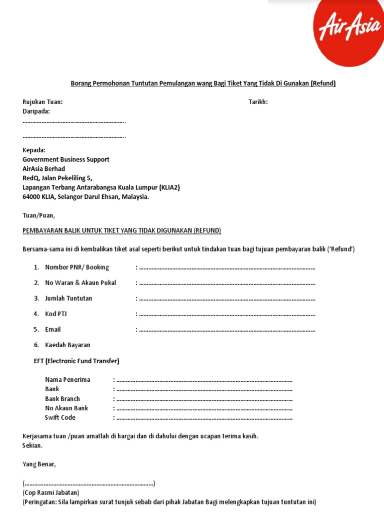 Air Asia Refund Form | PDF