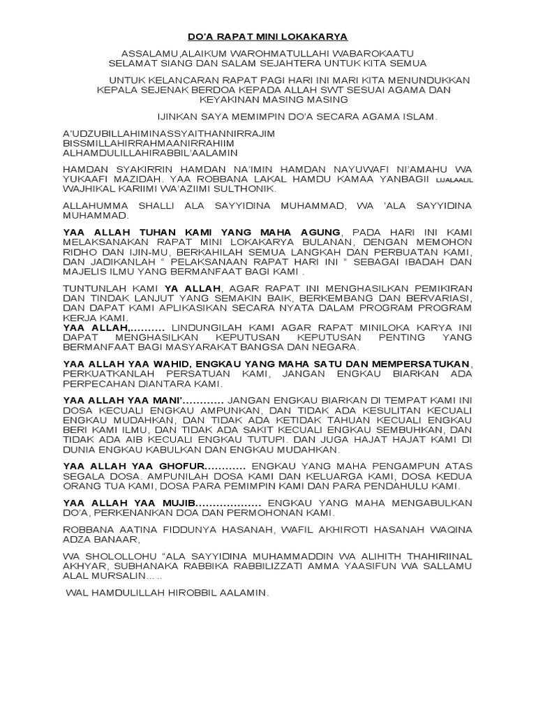 DOA UNTUK KESUKSESAN RAPAT | PDF