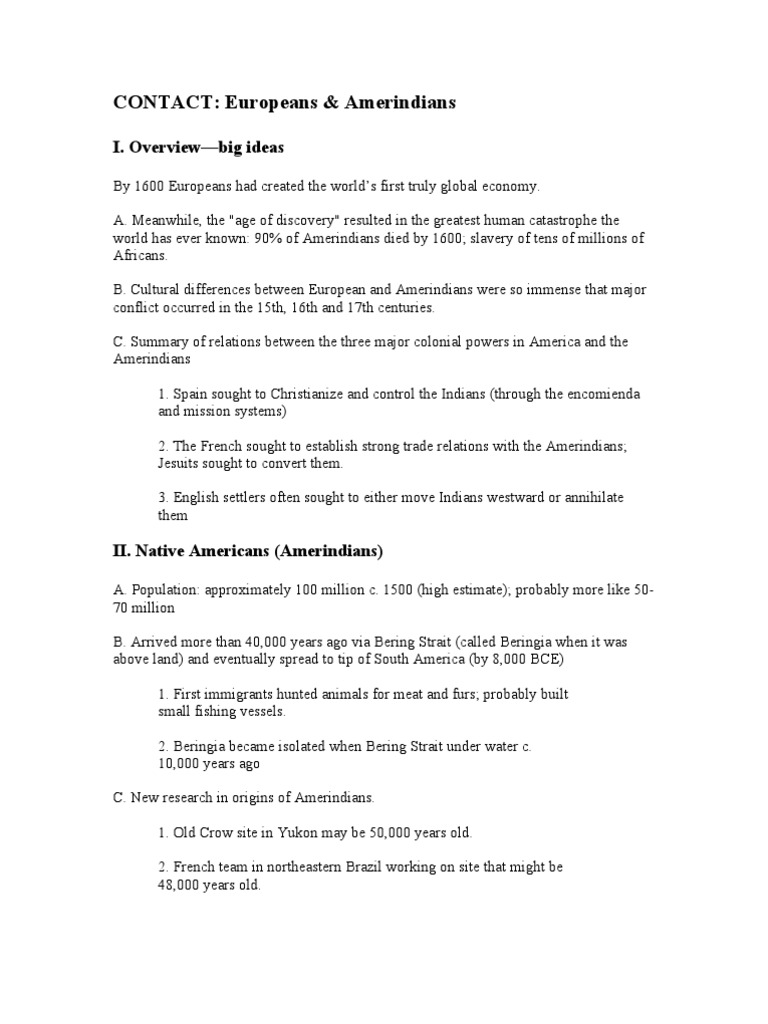 Contact - New World Unit 1 | PDF | Native Americans In The United ...