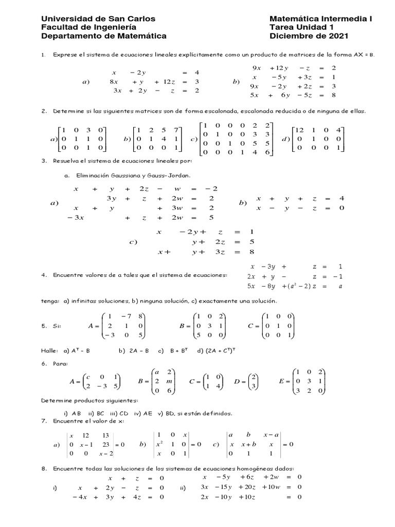 Tarea 1 Dic 2022 | PDF | Álgebra