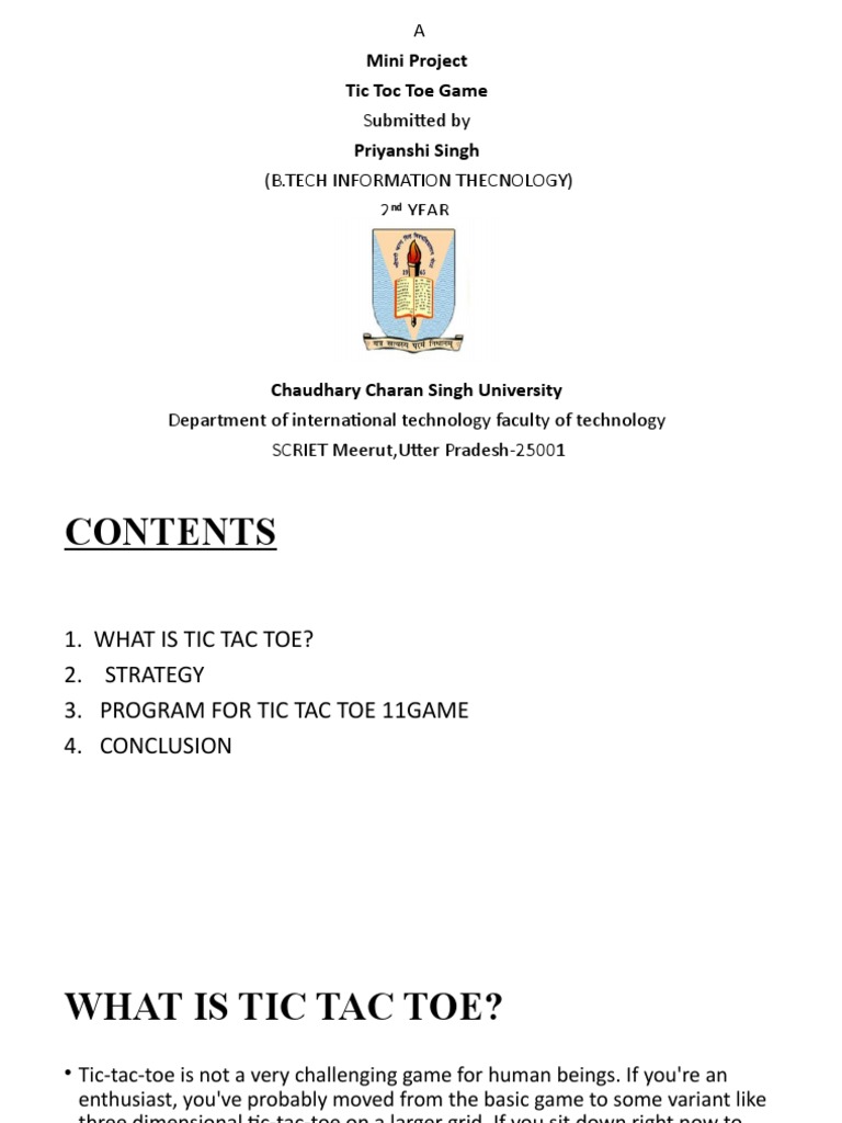 Mini Project Tic Toc Toe Game Priyanshi Singh | PDF | Computing ...