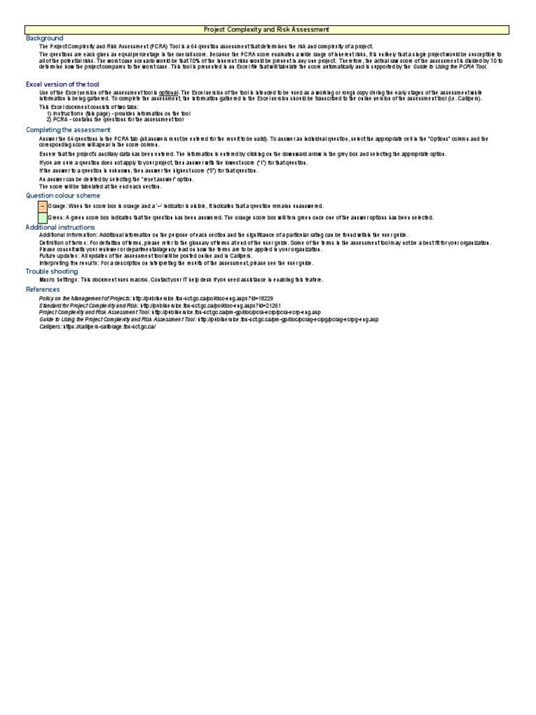 Project Complexity and Risk Assessment Excel Template | PDF | Risk ...