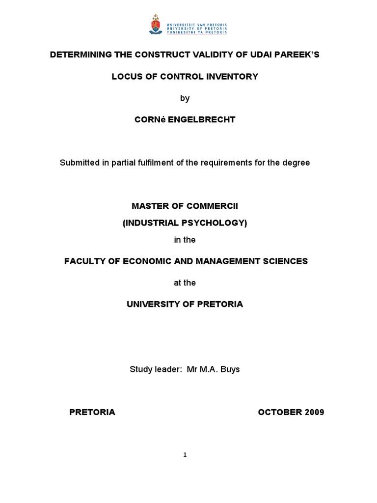 Udai Pareekh | PDF | Validity (Statistics) | Factor Analysis