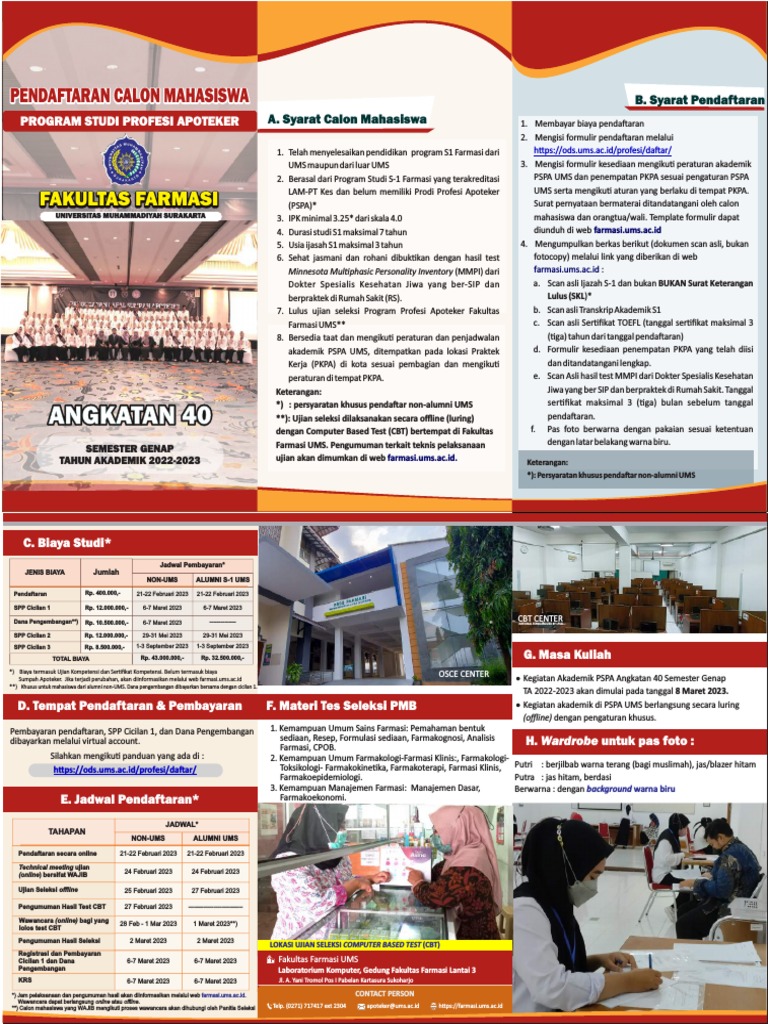 Pendaftaran Program Profesi Apoteker UMS | PDF