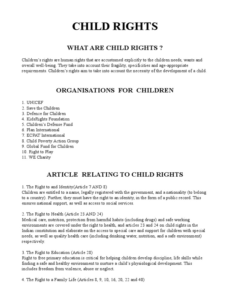 Child Rights | PDF | Children's Rights | Violence